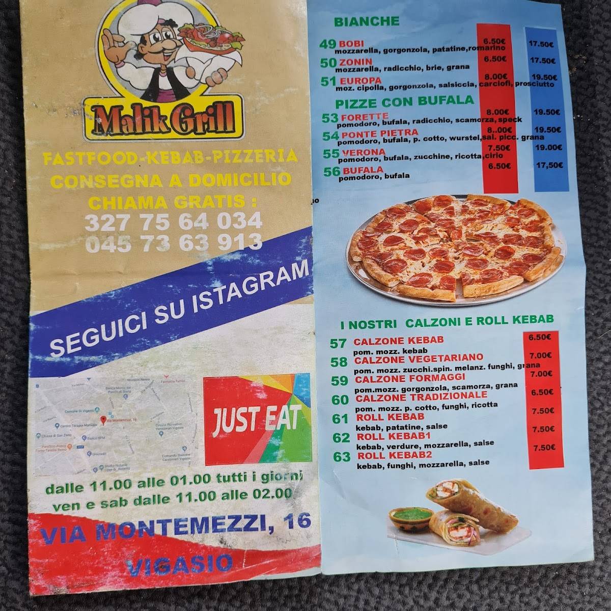 Menu at Malik Grill restaurant, Vigasio