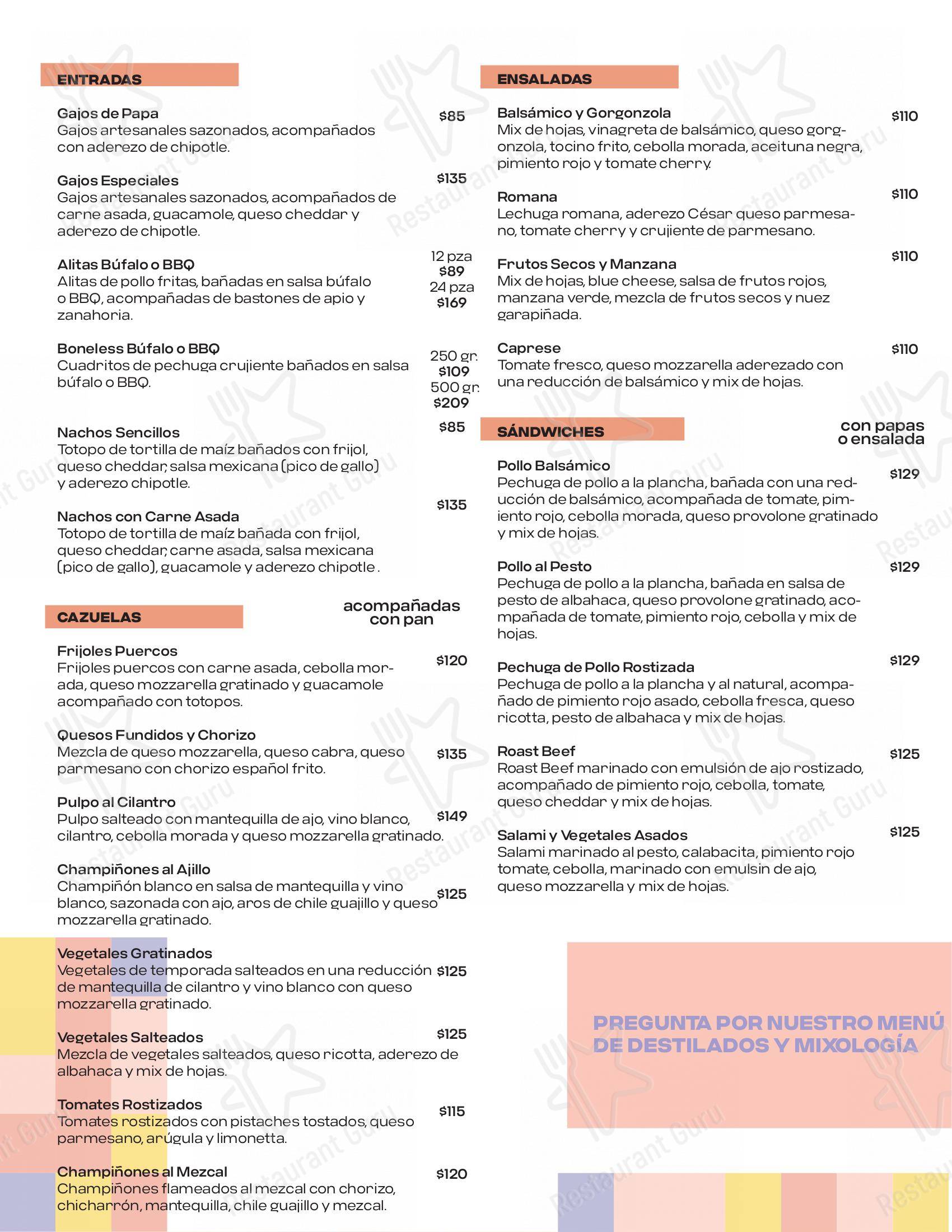 Carta del pub y bar Mamut Cervecería, Tijuana