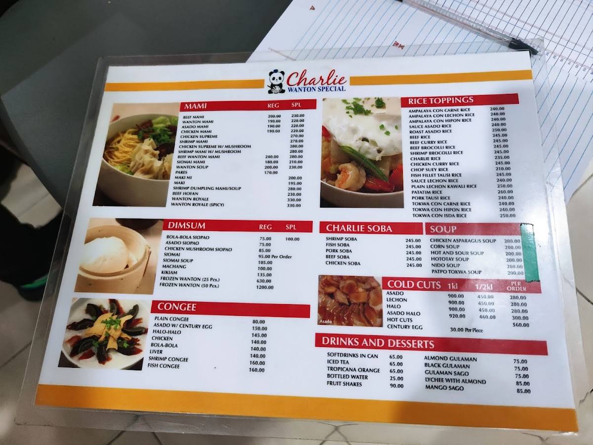 Menu at Charlie Wanton Special restaurant, Mandaluyong