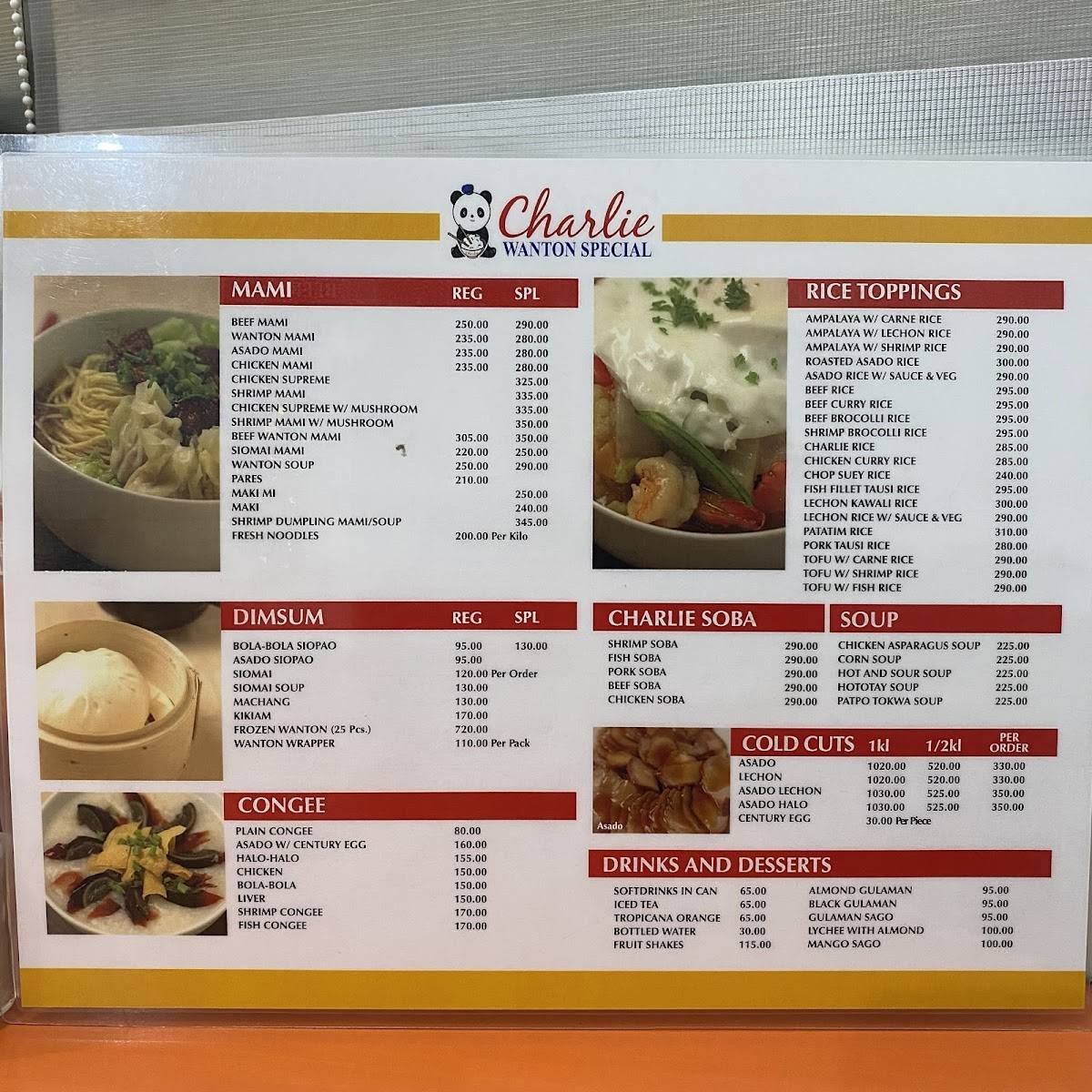 Menu at Charlie Wanton Special restaurant, Mandaluyong