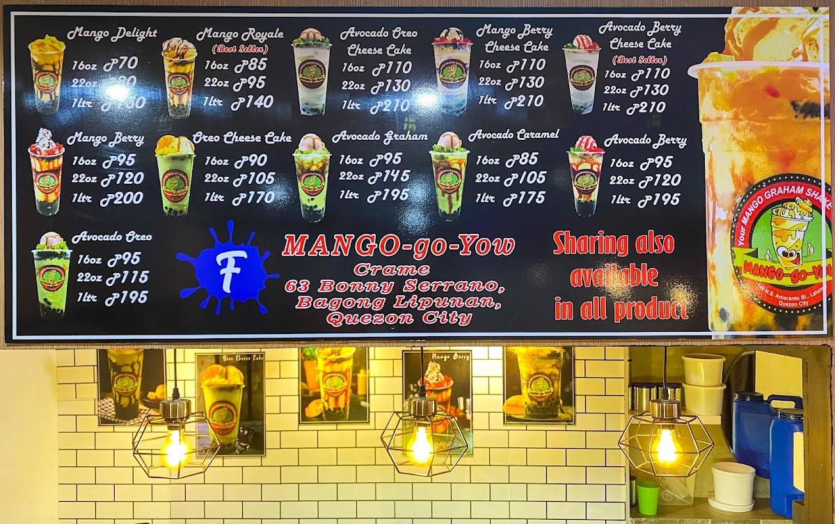 Menu at Mango-go-Yow Crame desserts, Quezon City