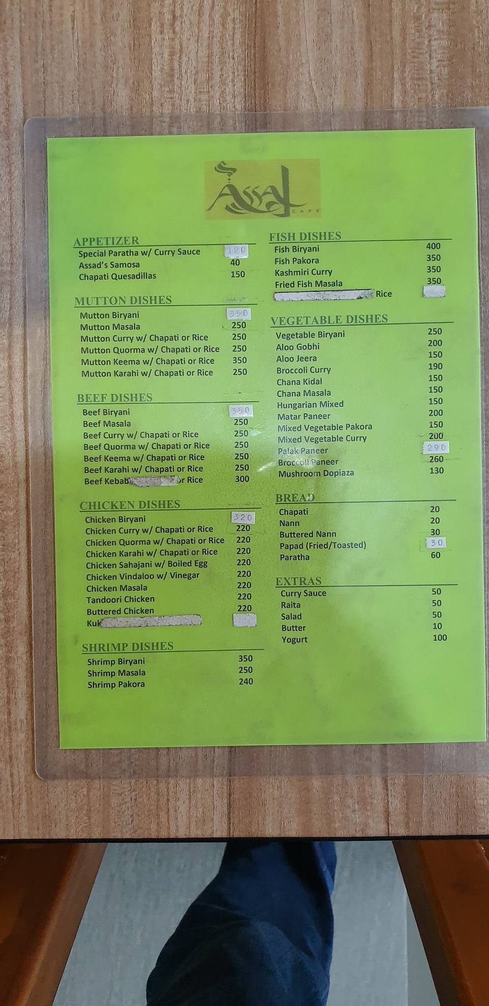Menu at Assad Cafe Restaurant and Mini Mart, Manila