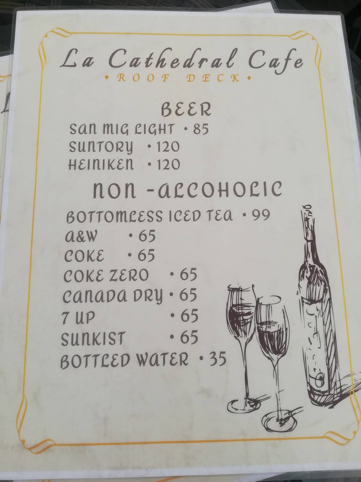 Menu at La Cathedral Cafe, Manila