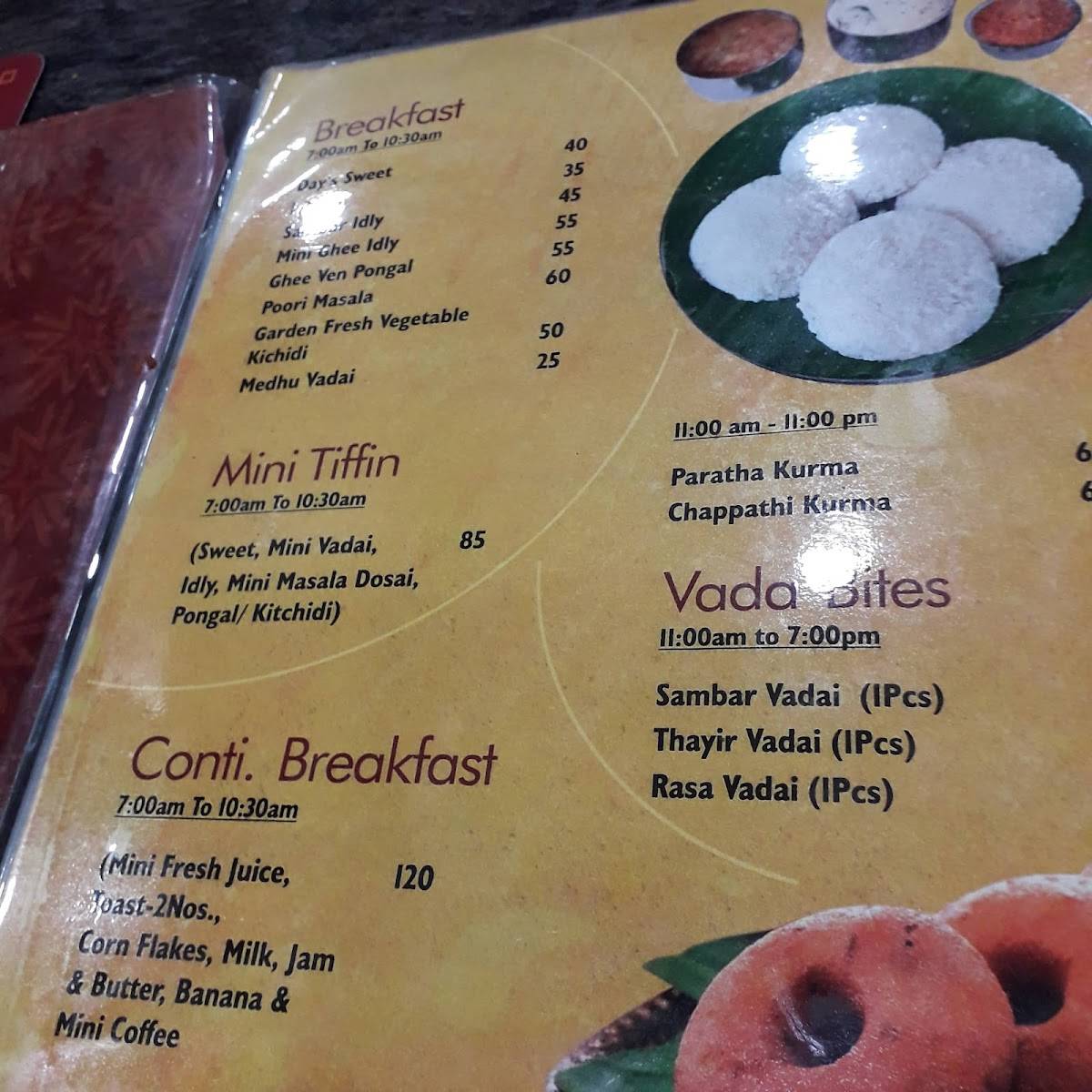Menu at Manoj Bhavan Veg Restaurant, Chennai
