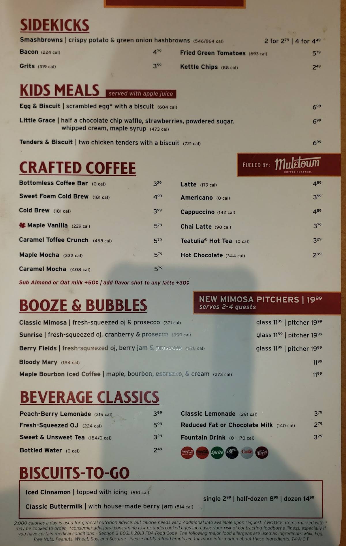 Carta del restaurante Maple Street Biscuit Company, Orlando