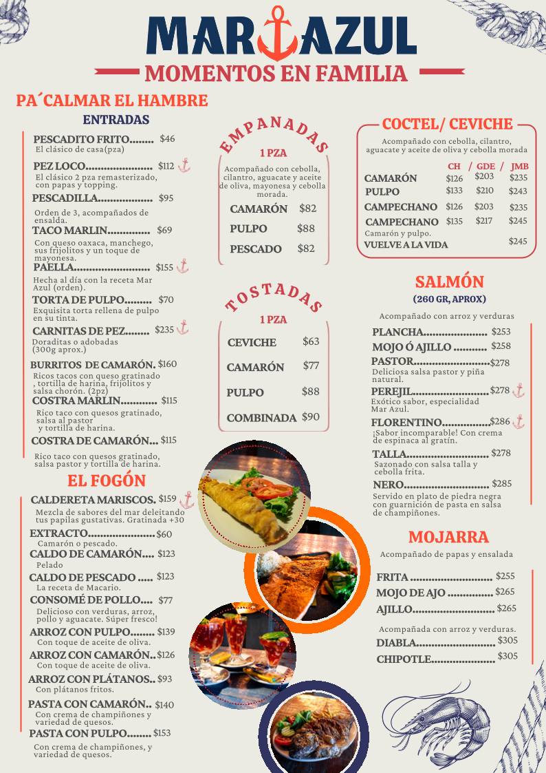 Carta de Mar Azul - Restaurante de Mariscos Lindavista, Ciudad de ...