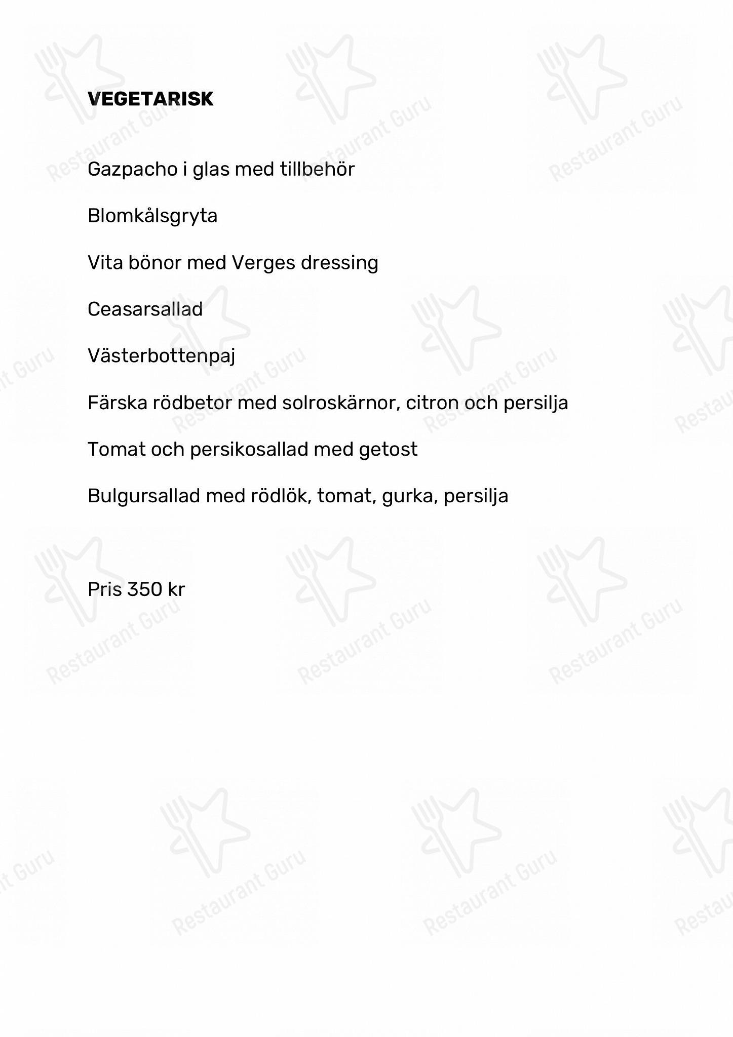 Menu at Marabouparken Konsthall cafe, Sundbyberg