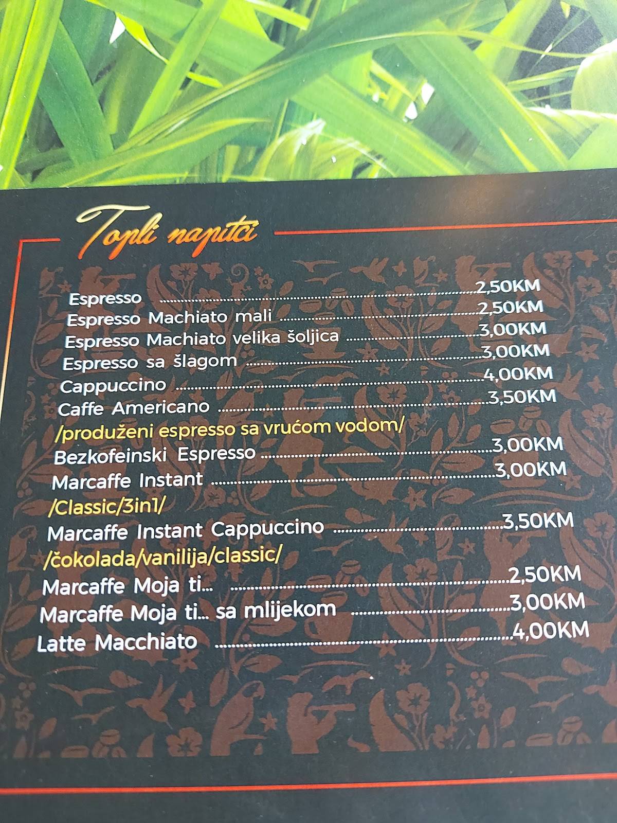 Speisekarte von Marcaffe cafe, Sarajevo, 7A