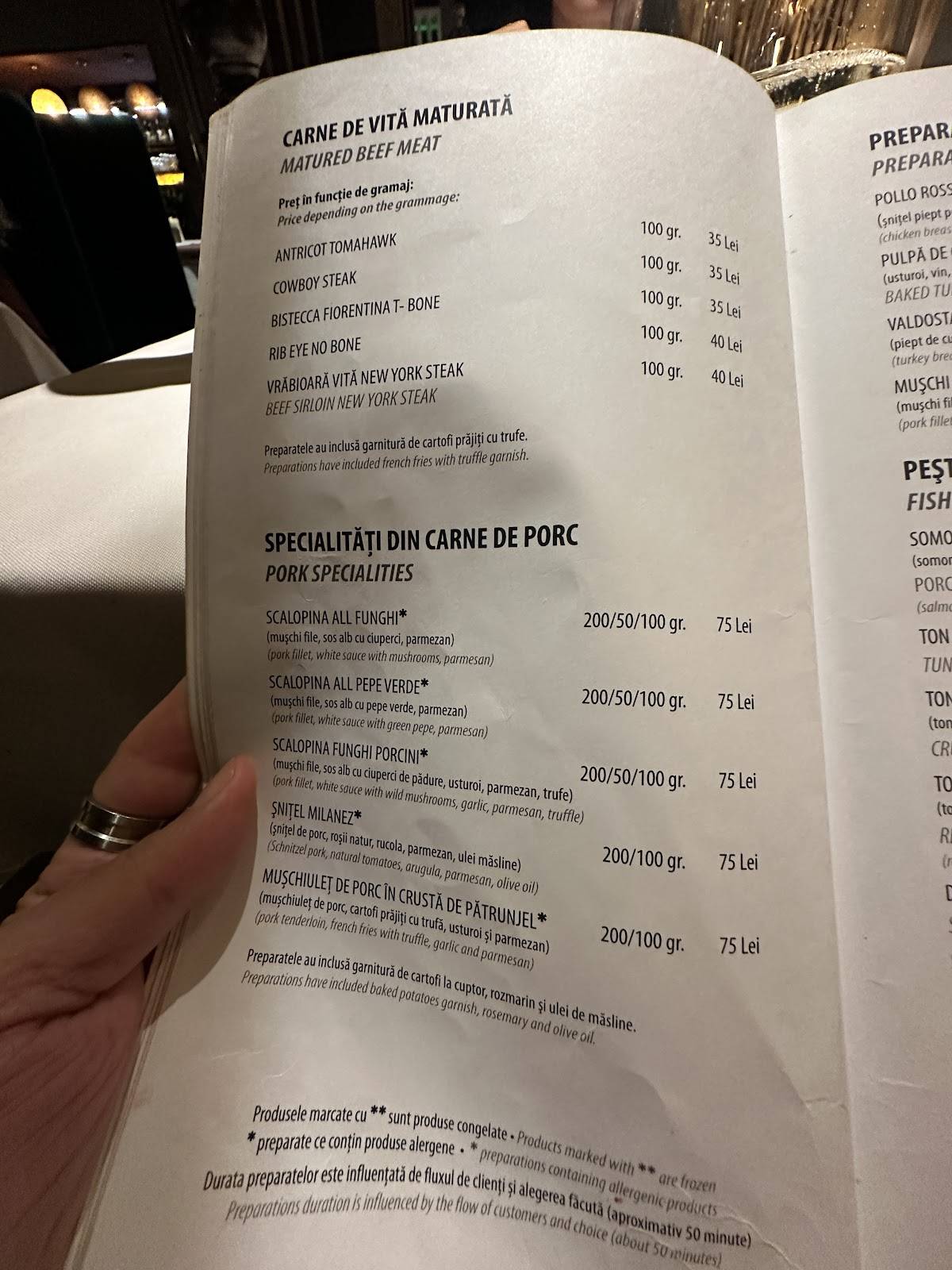 Menu at Marco Polo, Constanța, Strada Sarmisegetuza 2