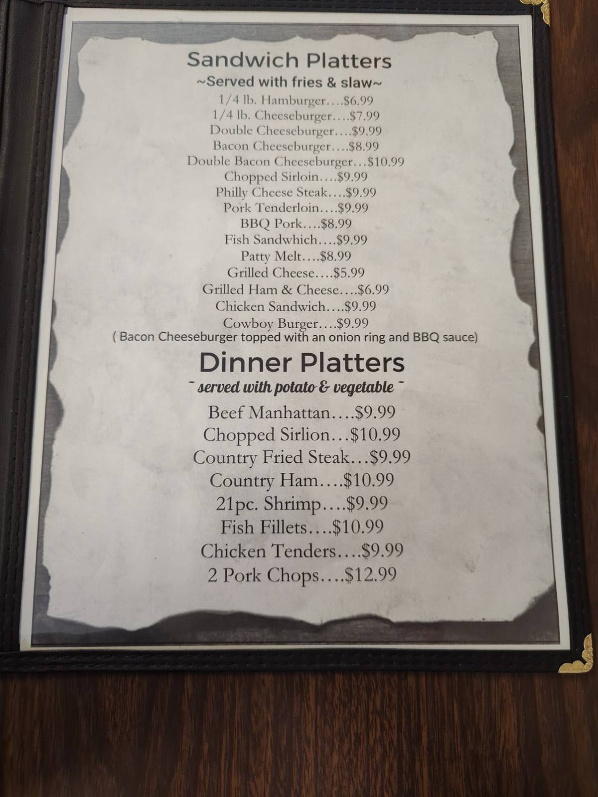 Menu at Marcy's Kitchen restaurant, English