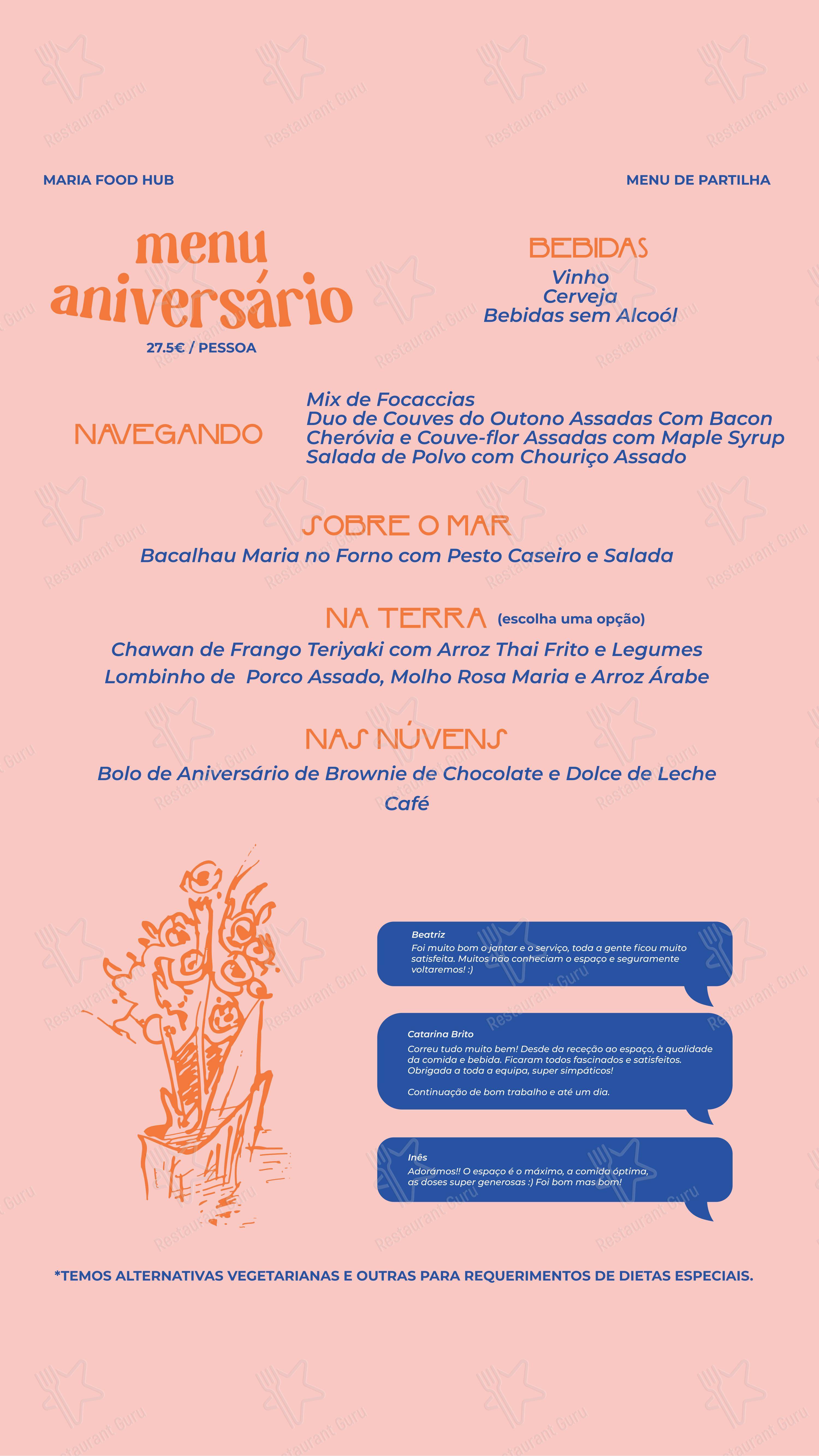 Menu em Maria Food Hub restaurante, Lisboa