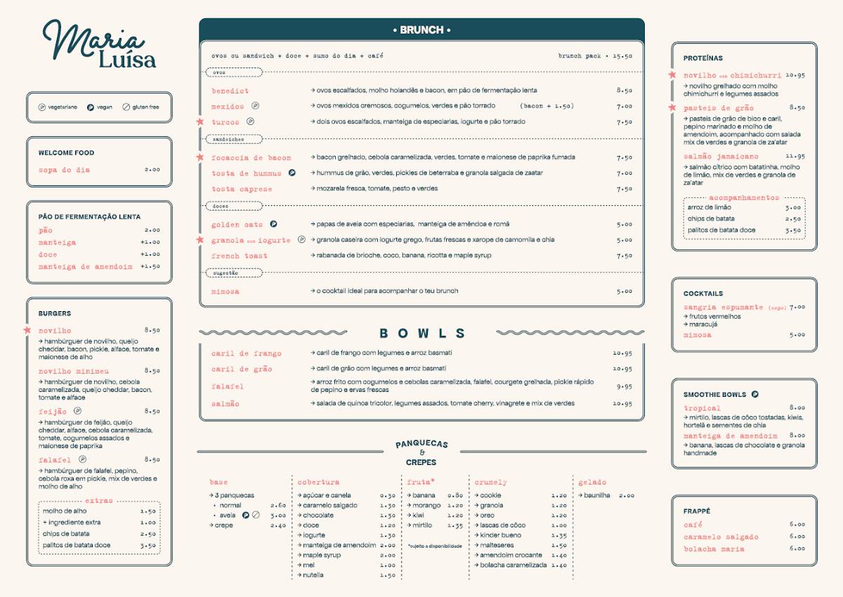 Menu em Maria Luísa restaurante, Braga