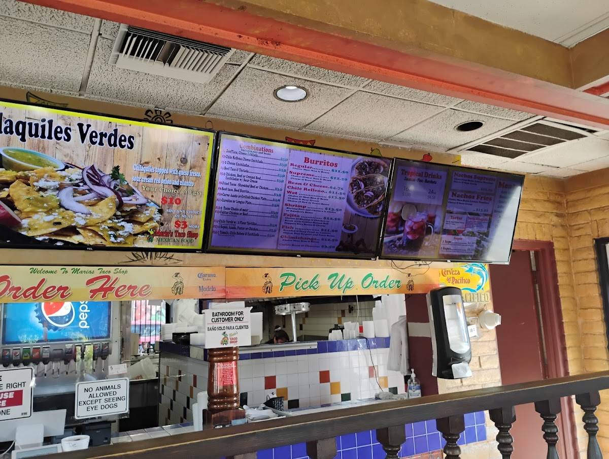 Menu at Maria's Taco Shop restaurant, Modesto, W Orangeburg Ave
