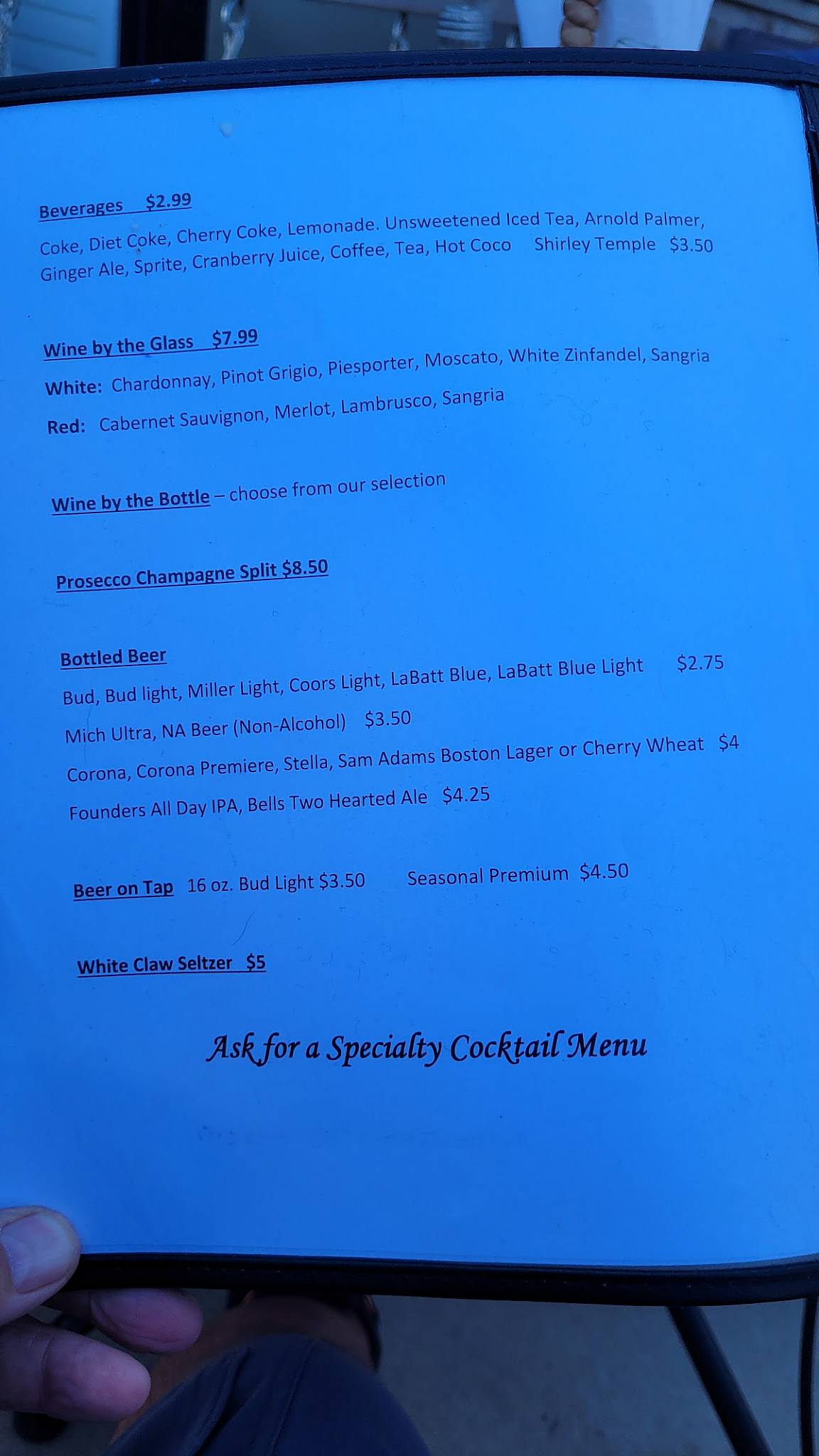 Menu at The Little Bar Restaurant of Marine City, Marine City
