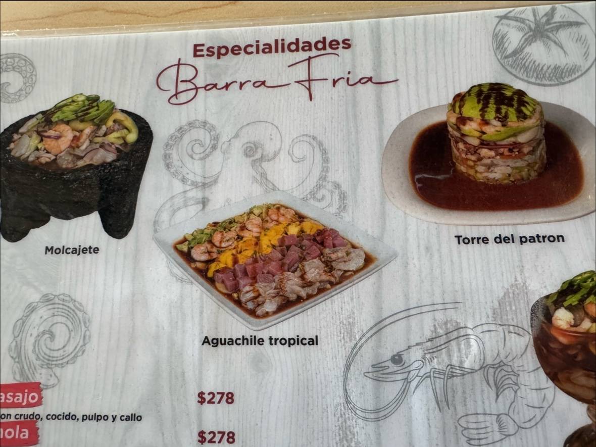 Carta del restaurante Mariscos 7 Mares, Hermosillo