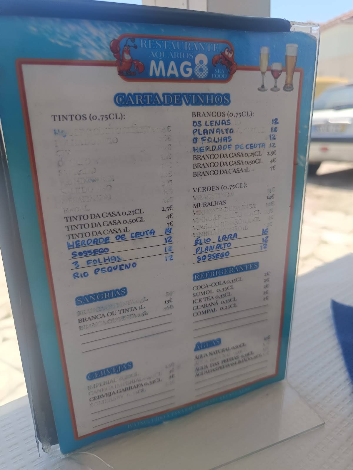 Menu em Marisqueira Aquários Mag8 restaurante, Portugal
