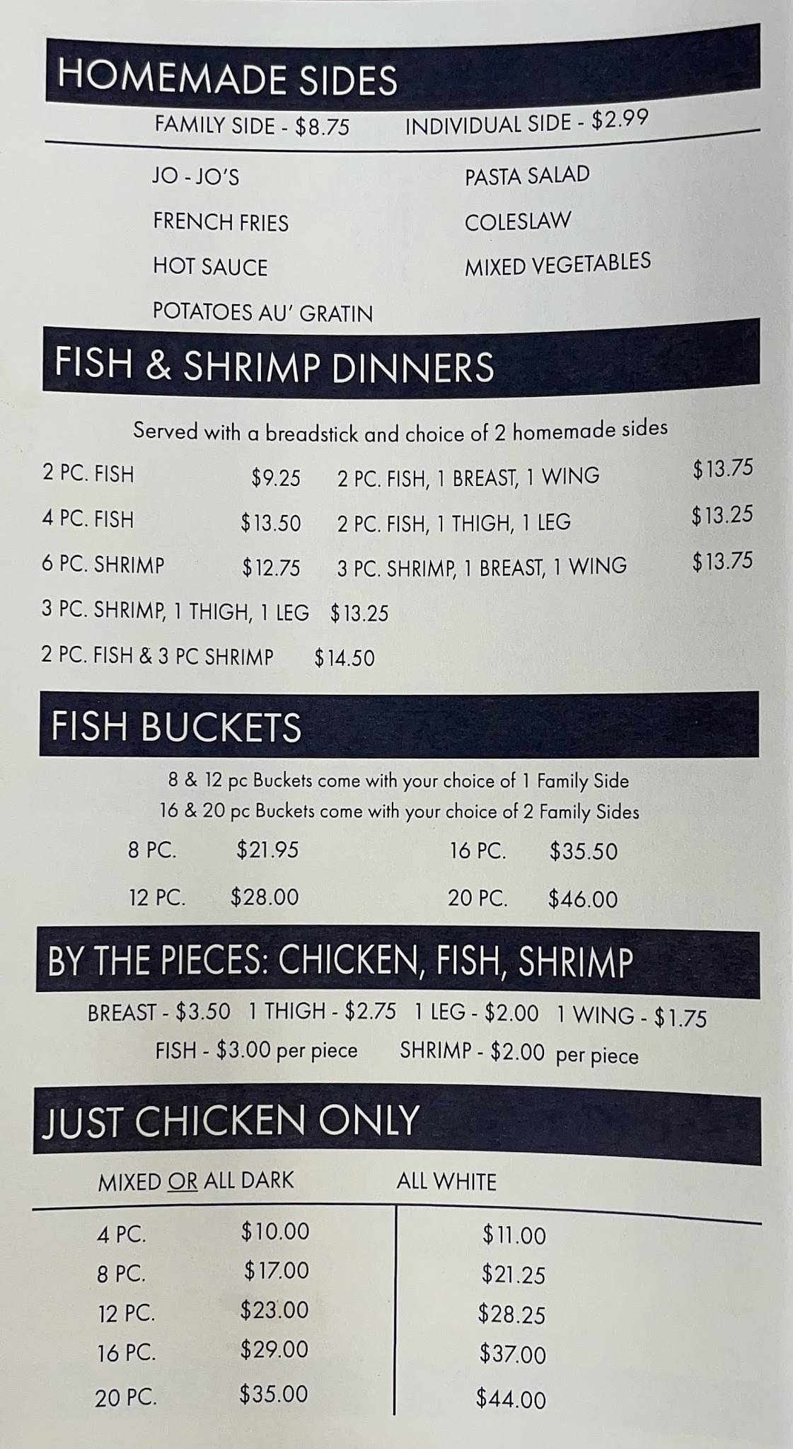 Menu at Mark & Philly's pizzeria, Cuyahoga Falls