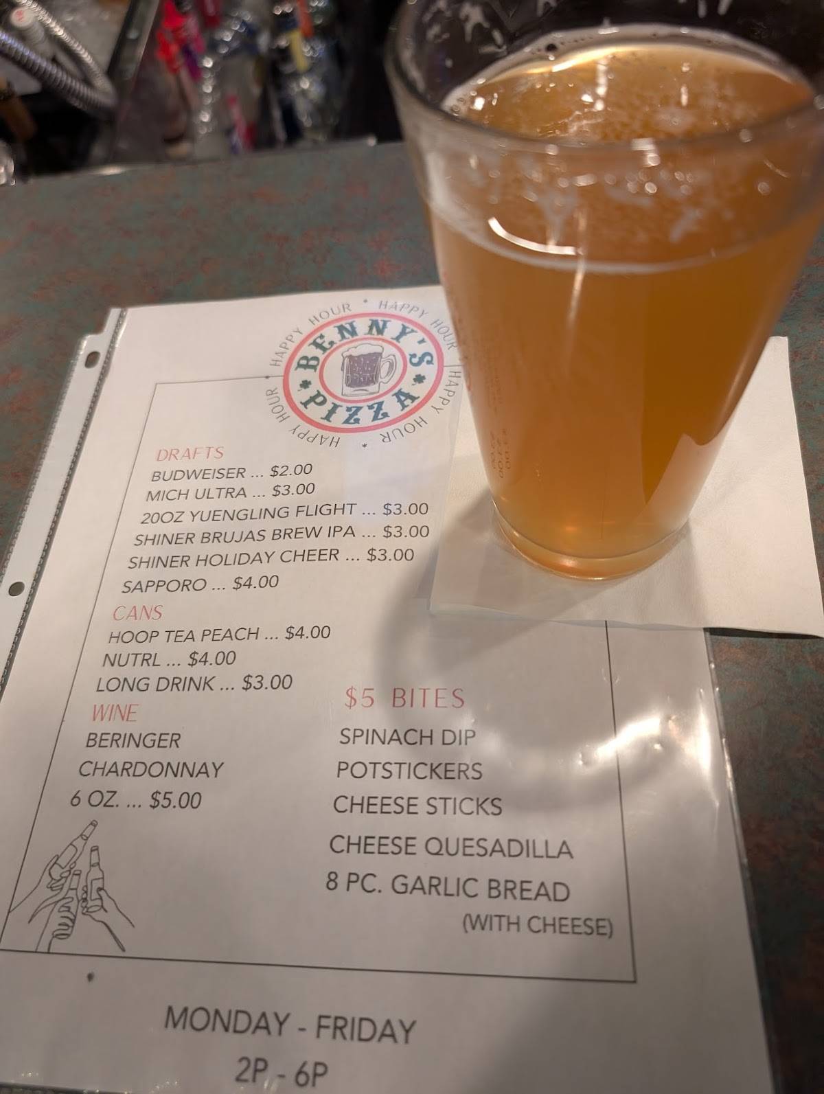 Menu at Benny's Pizza pub & bar, Marysville, 968 Columbus Ave