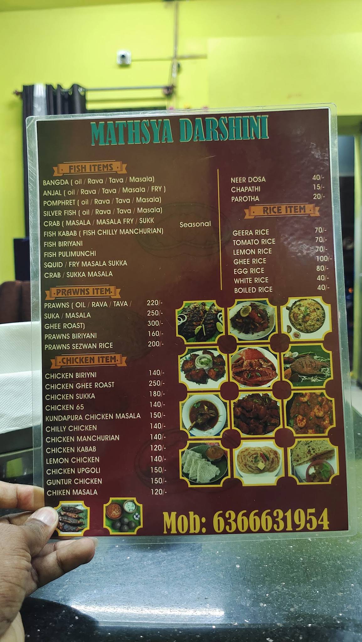 Menu at Matsya Darshini, Bengaluru, 716