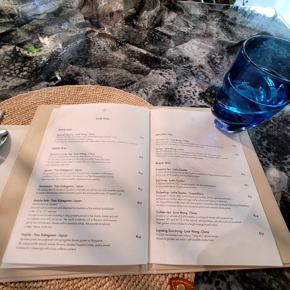 Menu at Maxime Frédéric chez Louis Vuitton restaurant, Paris