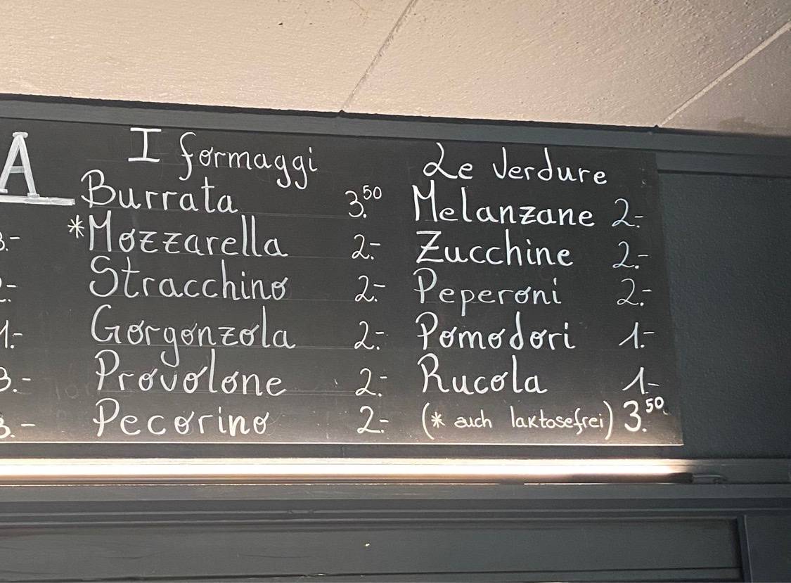 Menu at The Kitchen Focacceria, Mazzetta Vaticana, Basel