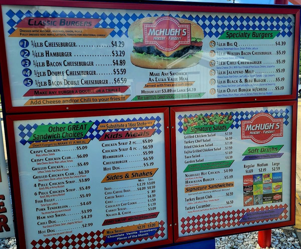 Menu at Mc Hugh's Double Drive Thru restaurant, Charleston