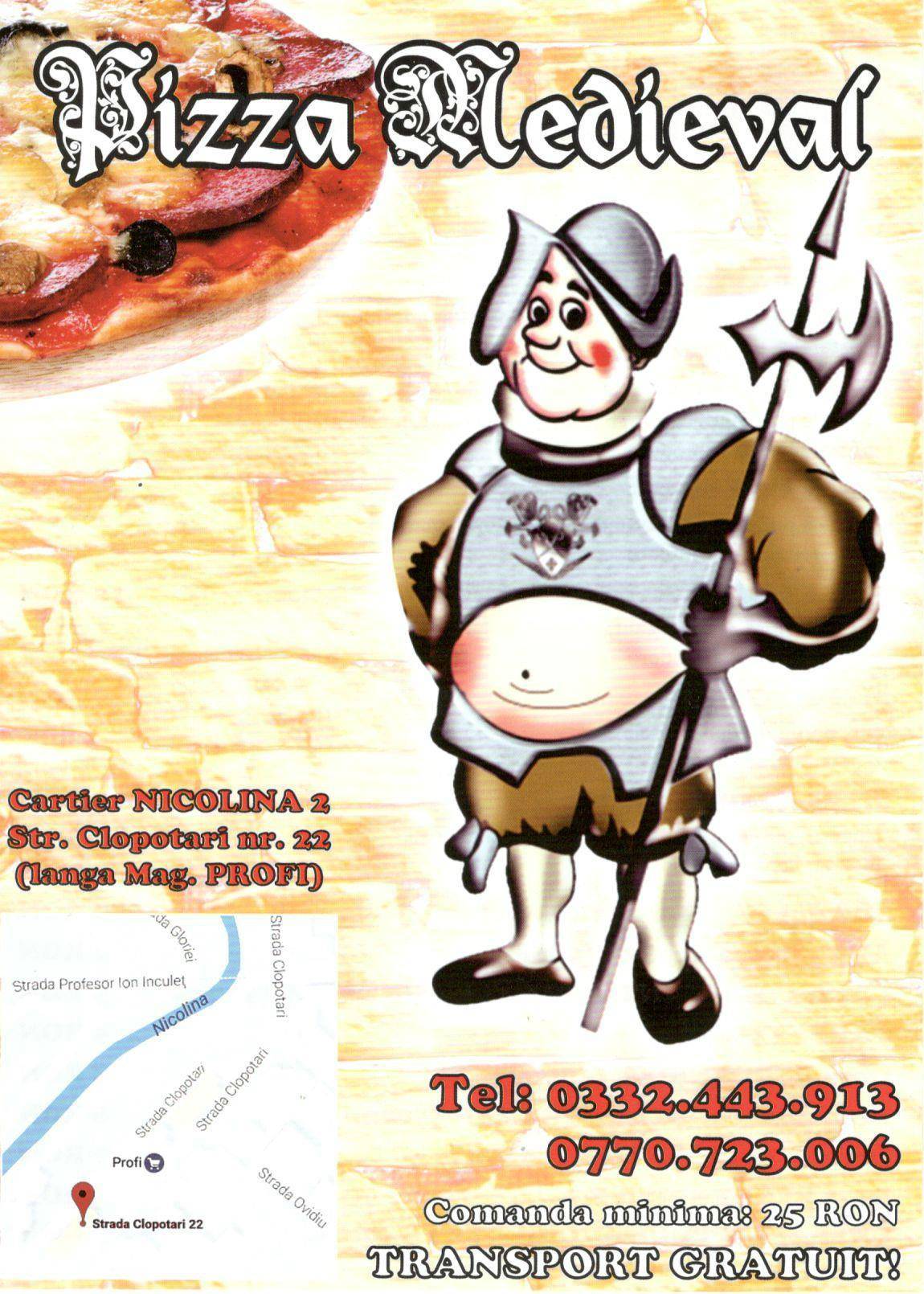 Menu at Medieval Pizza, Iași