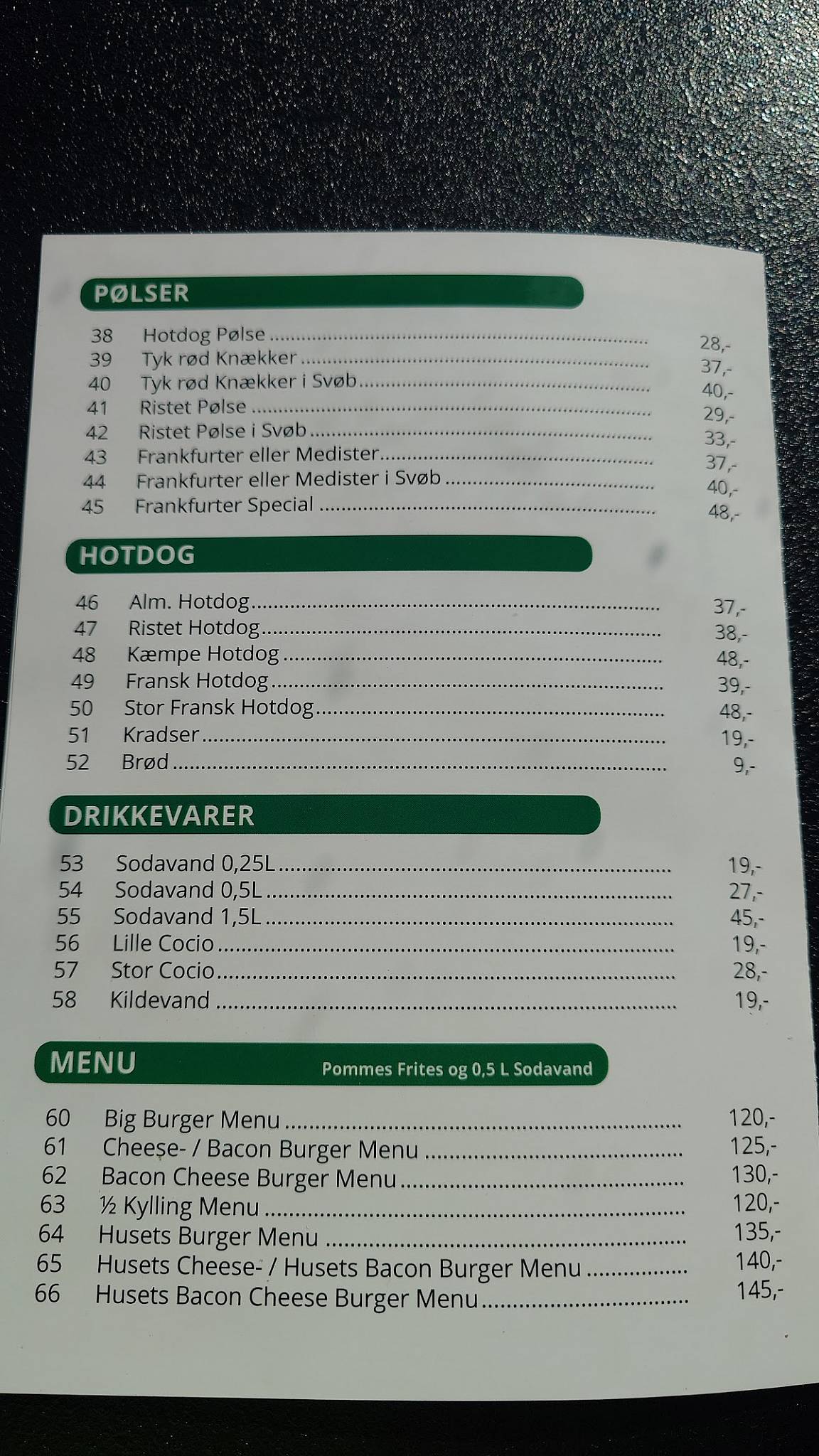 Menu at Mega Grill pub & bar, Vejen