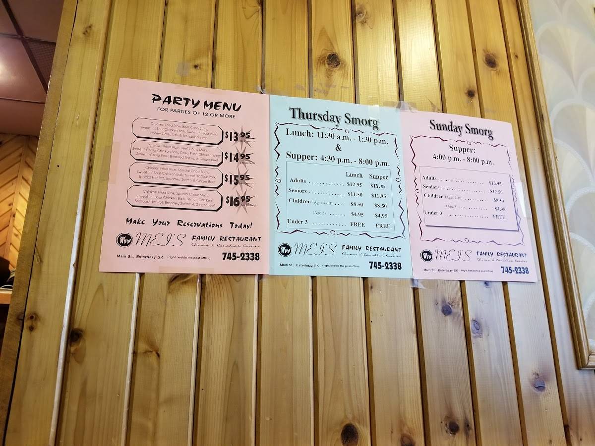 Menu at Mei's Family Restaurant, Esterhazy