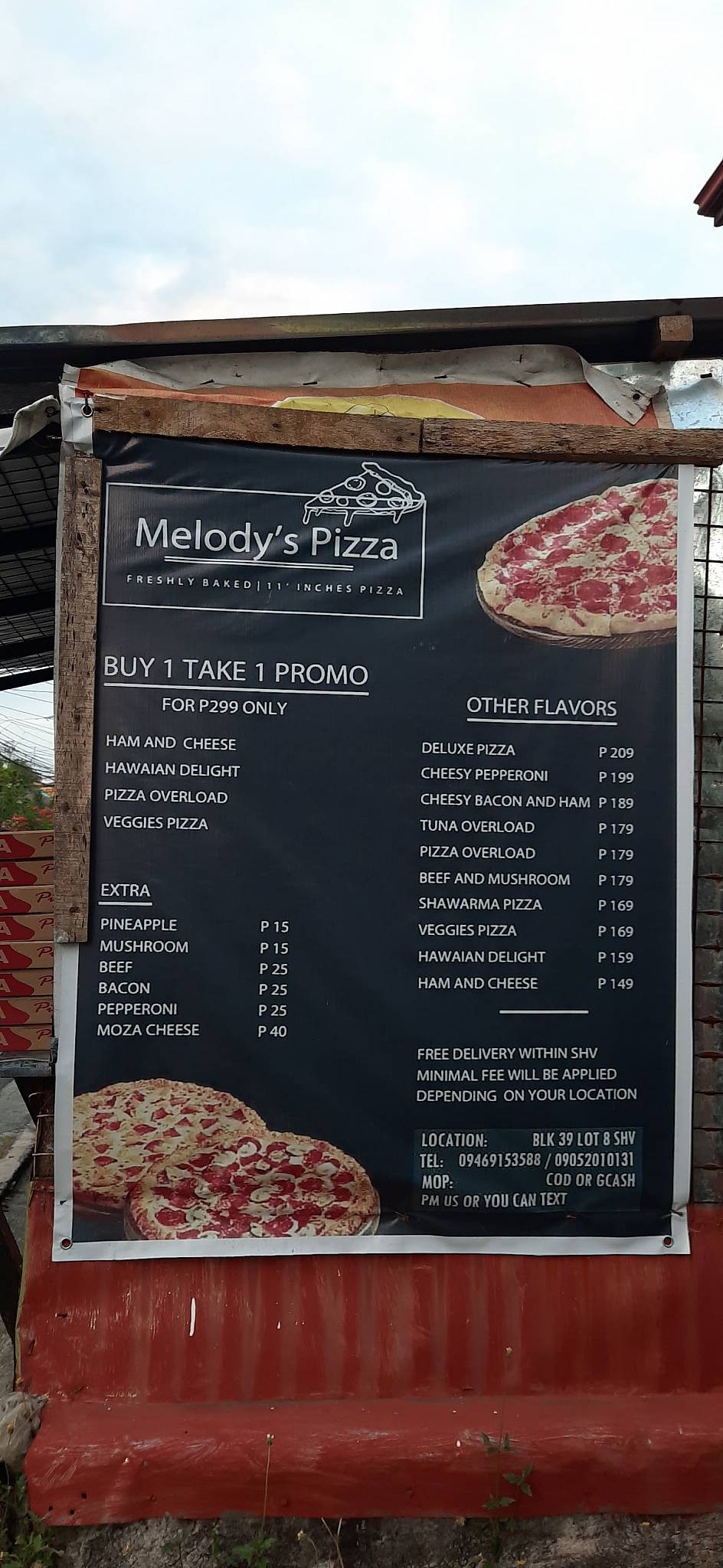 Menu at Melody's Pizza pizzeria, Muntinlupa