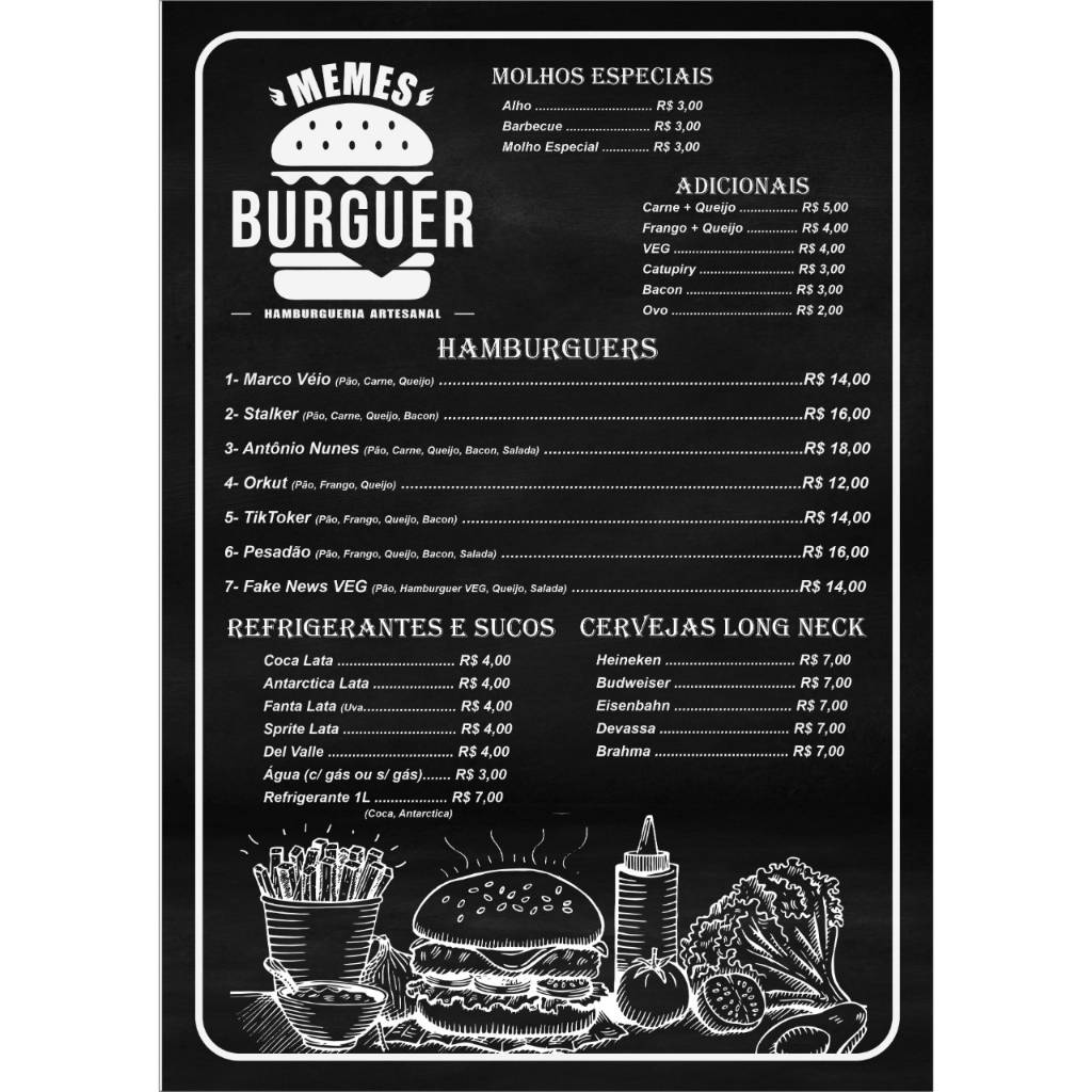 Menu at Memes Burguer restaurant, Uberaba