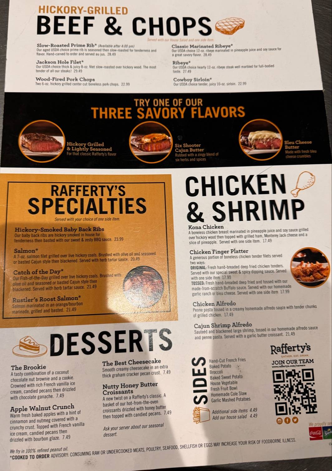 Menu at Rafferty's Restaurant & Bar, Memphis, 505 N Germantown Pkwy