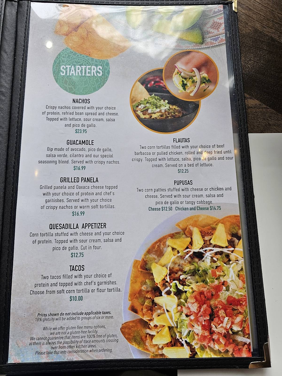 Menu at Mesa restaurant, Hamilton