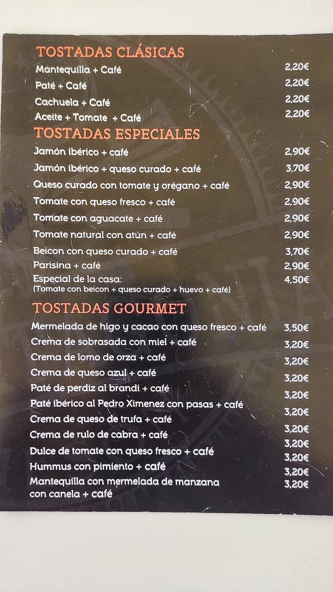 Carta del pub y bar Mesón La Patagonia, Mérida