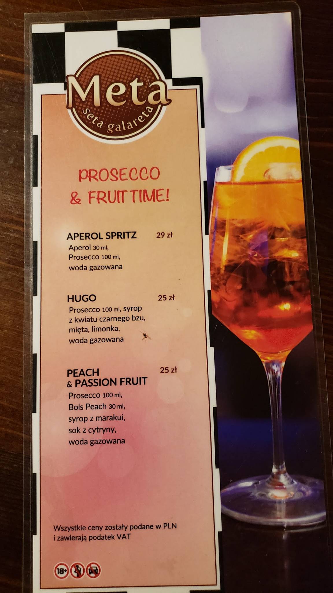 Menu at Meta pub & bar, Warsaw, Foksal 21