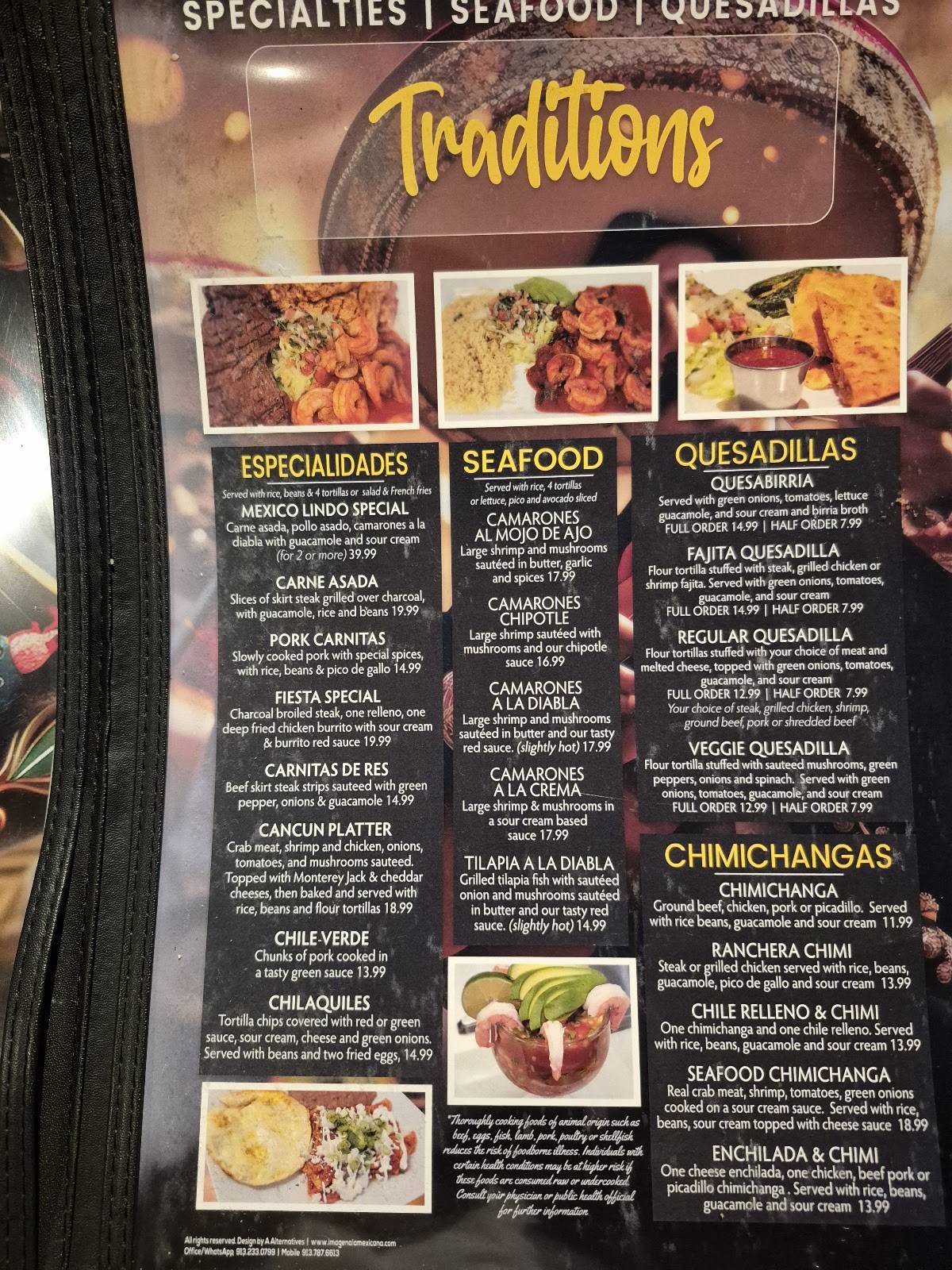 Menu at Mexico Lindo KC Restaurant and Bar, Kansas City