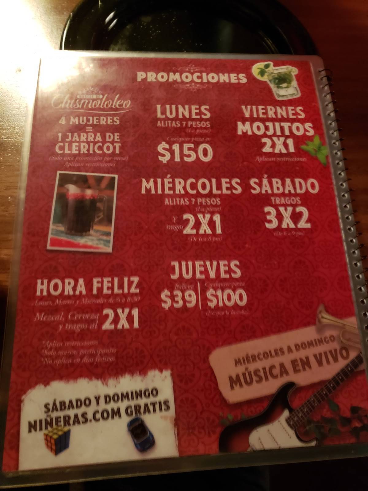 Carta del restaurante Mi Lola Altozano El jardín del la abuela, Morelia