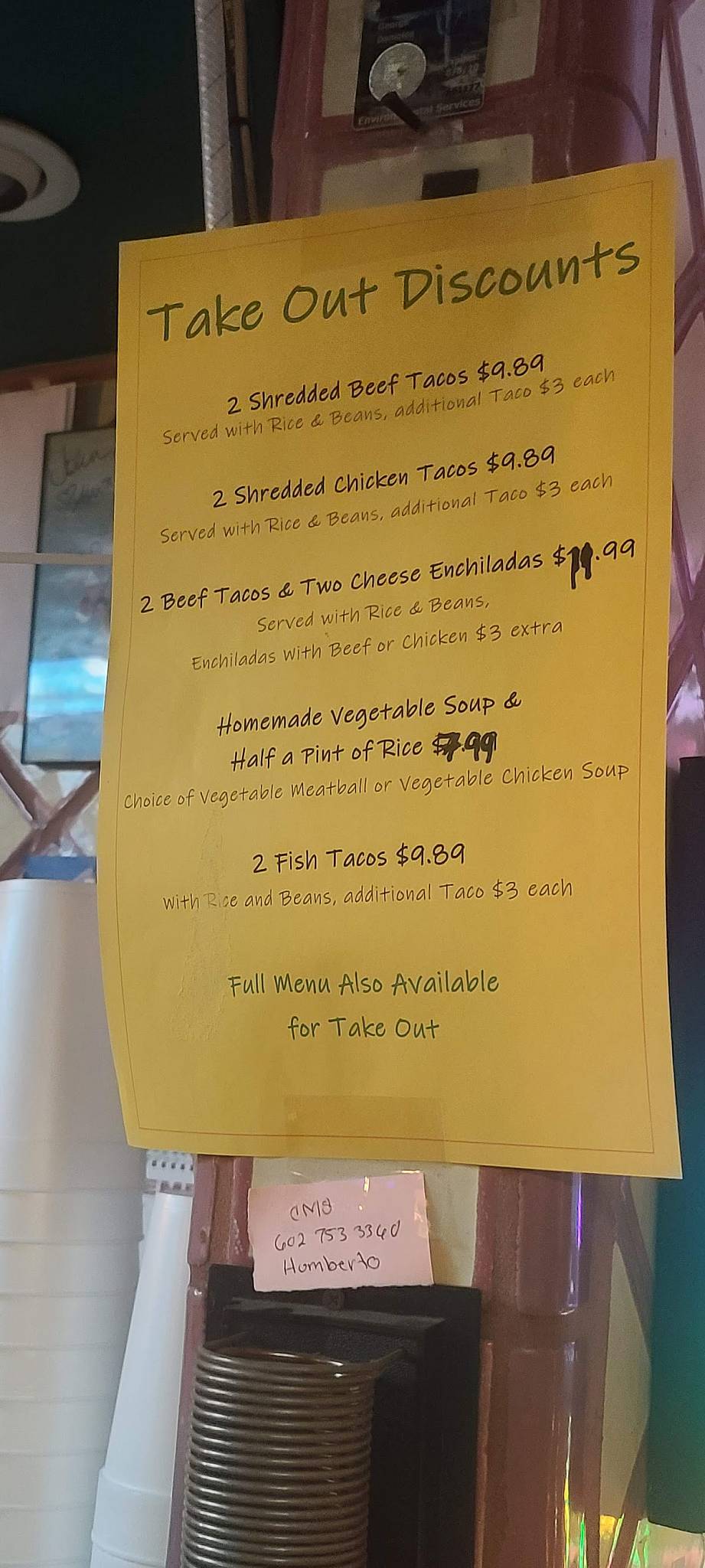Menu at Mi Patio Mexican Restaurant, Phoenix