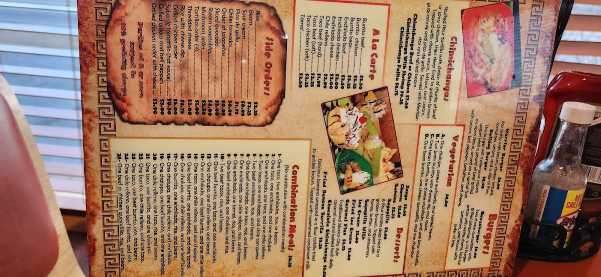 Menu at Mi Toro restaurant, Corinth, 101 US-72