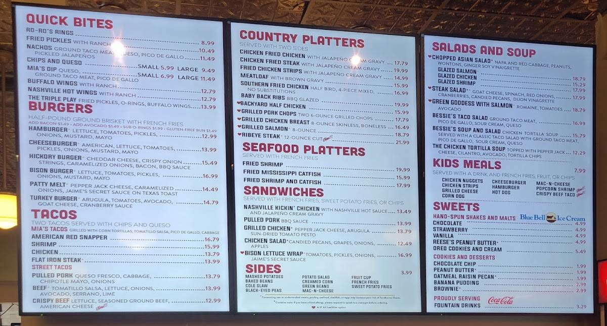 Menu at Mia's Table restaurant, Houston, Argonne St