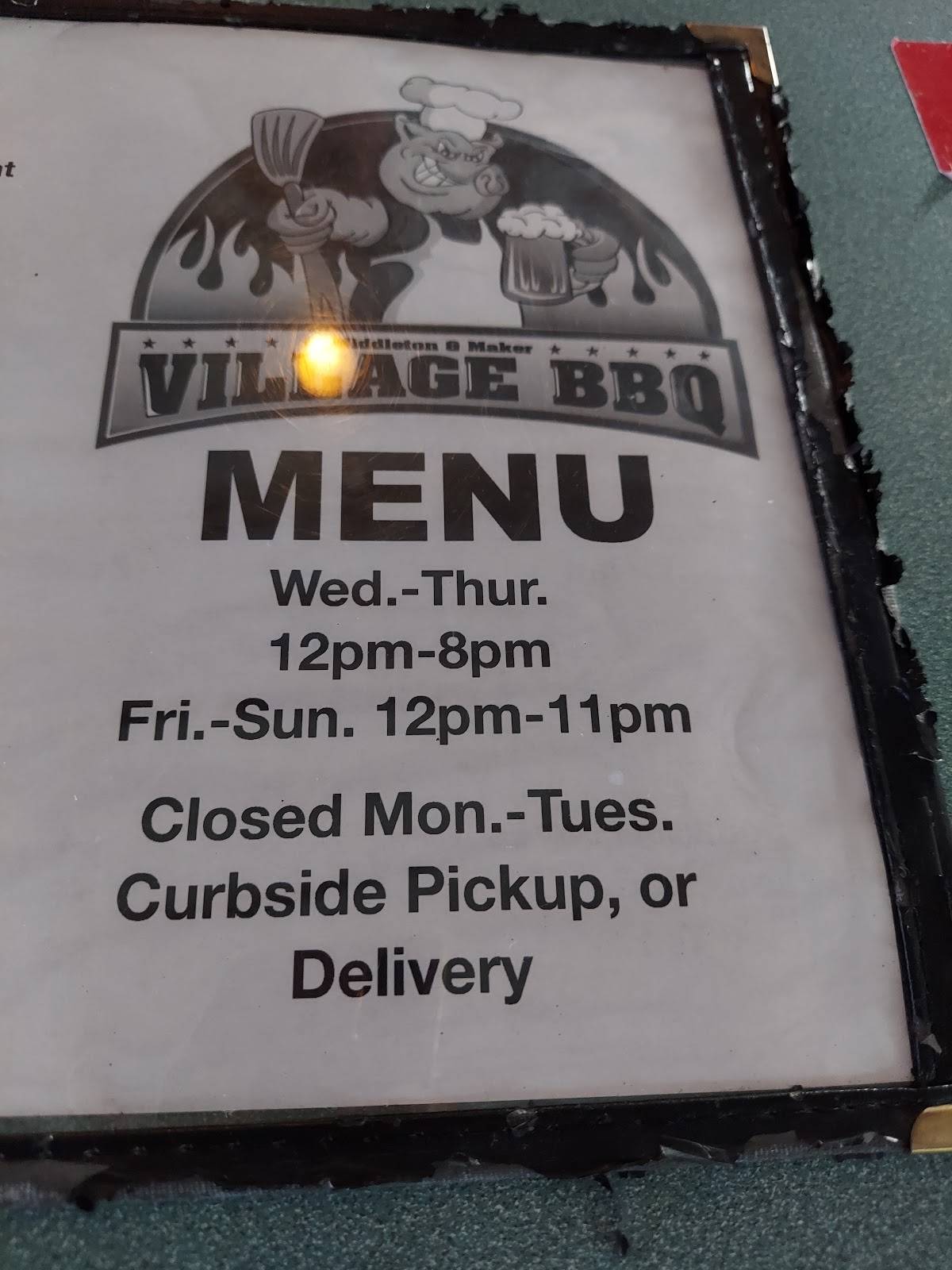 Menu at Middleton's Village Barbecue, Awendaw