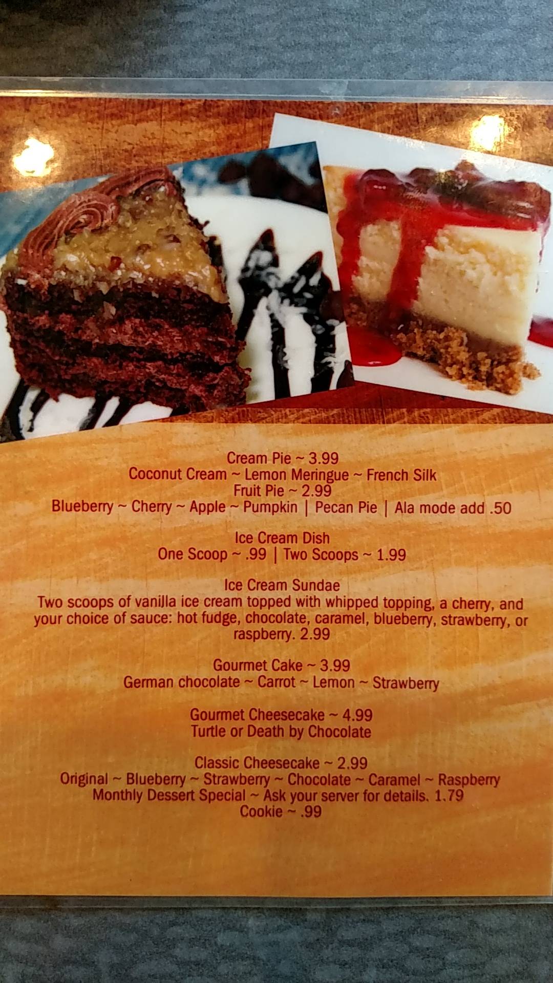 Menu at Millstone Family Restaurant, Milbank, E 4th Ave