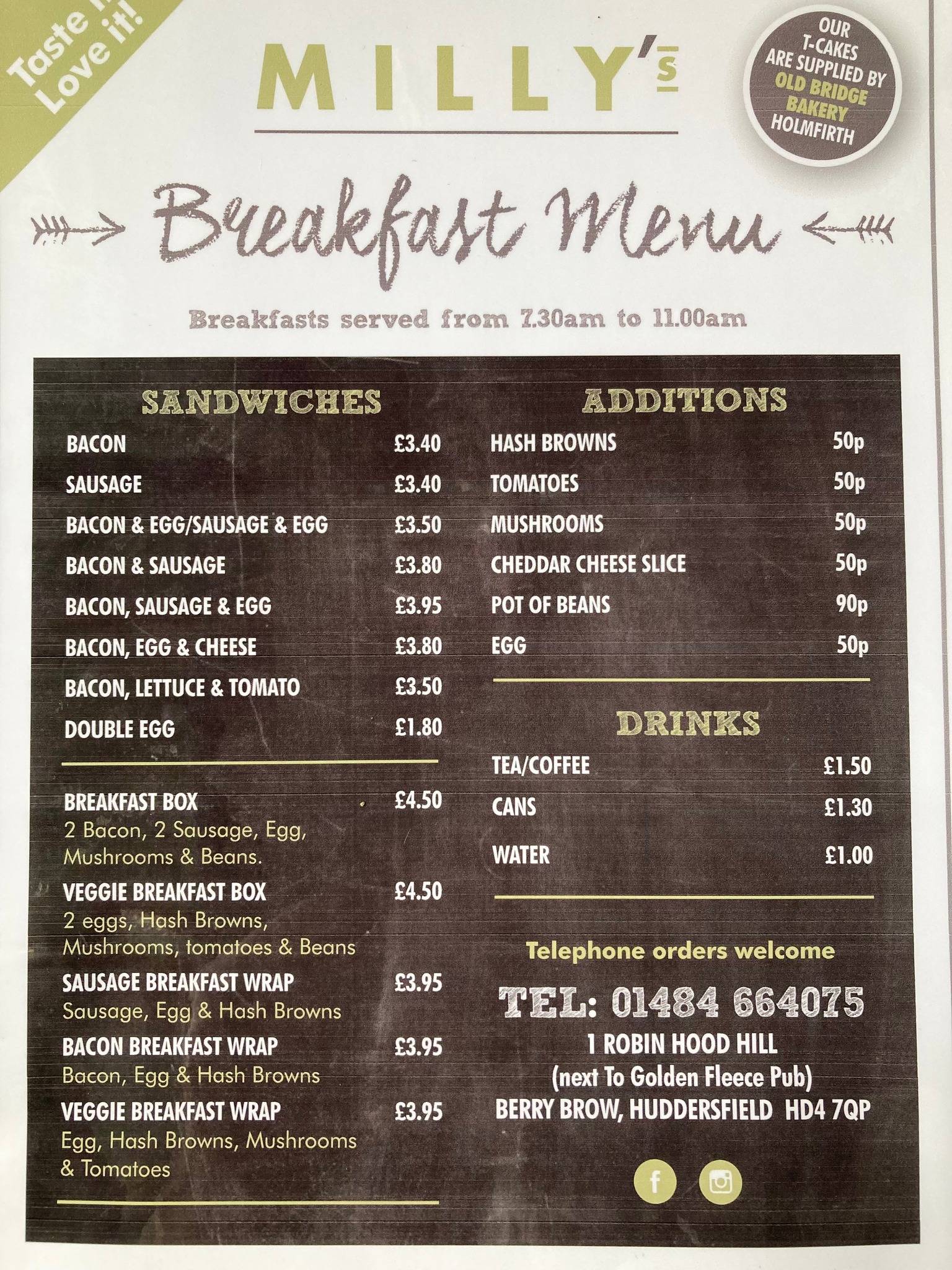 Menu at Millys Chicken & Ribs restaurant, Huddersfield