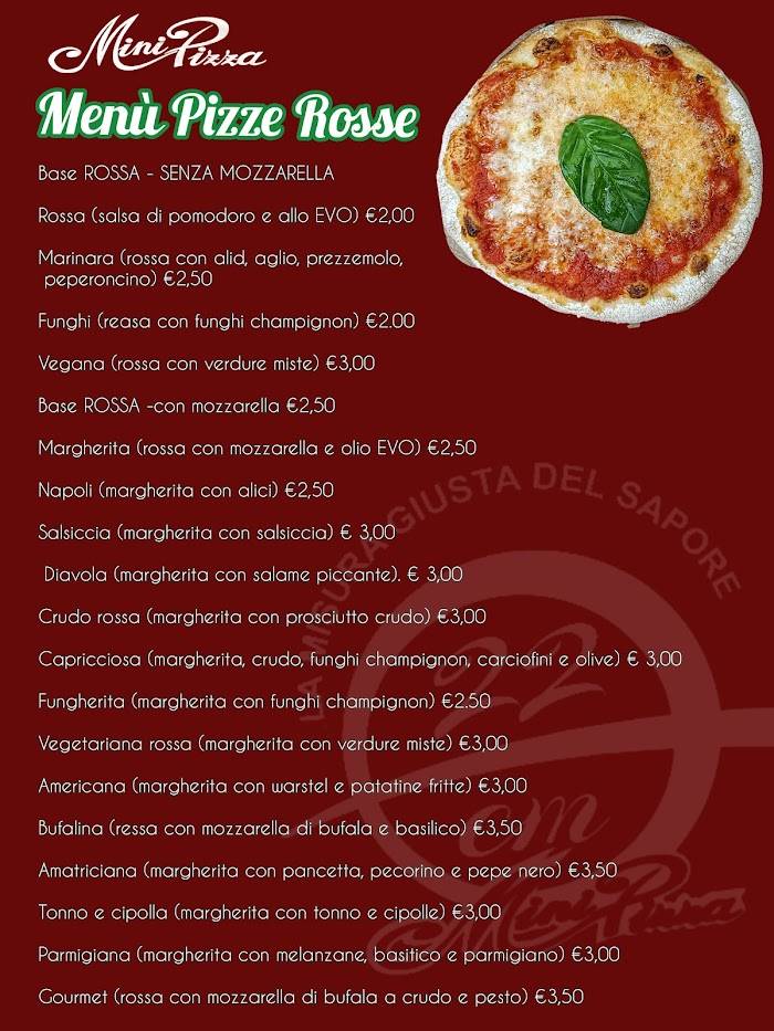 Menu at Mini Pizza 22cm - Monteverde restaurant, Rome