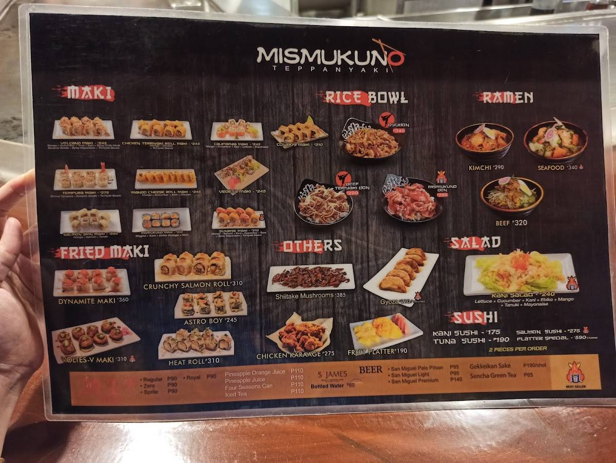 Menu at Mismukuno Teppanyaki restaurant, Cebu City, ayala center cebu