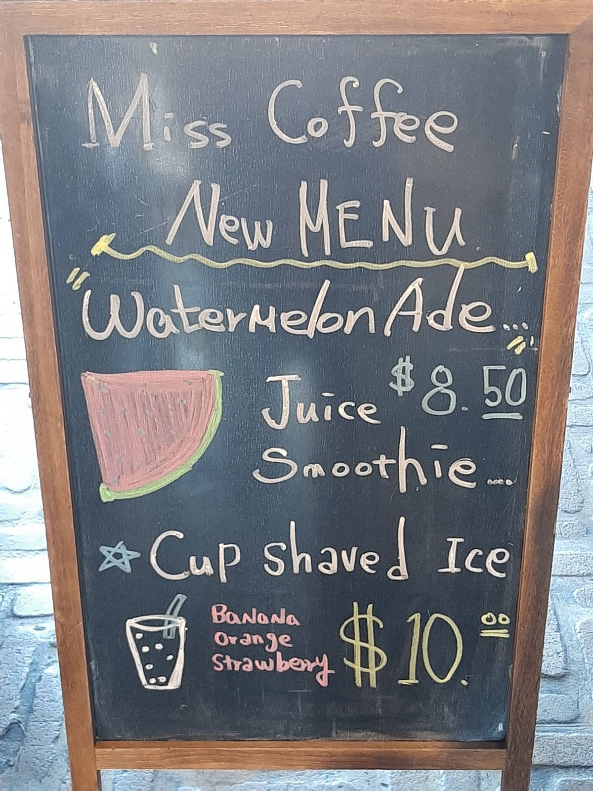 Carta del café 미스 커피 Miss Coffee, Los Angeles