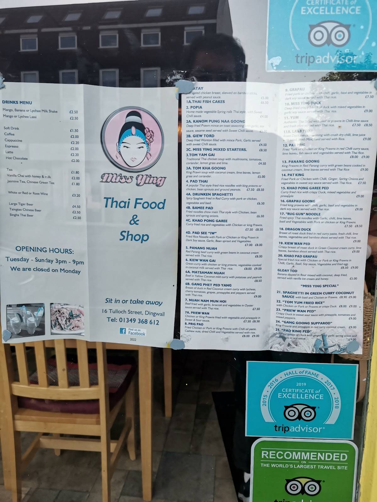 Menu at Miss Ying Thai Food & Shop restaurant, Dingwall