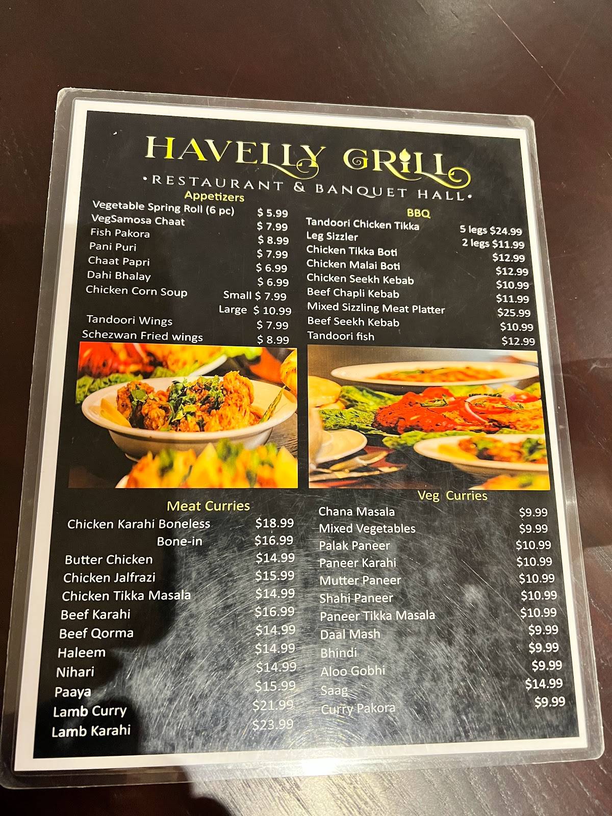 Carta de Havelly Grill Restaurant and Banquet Hall, Mississauga