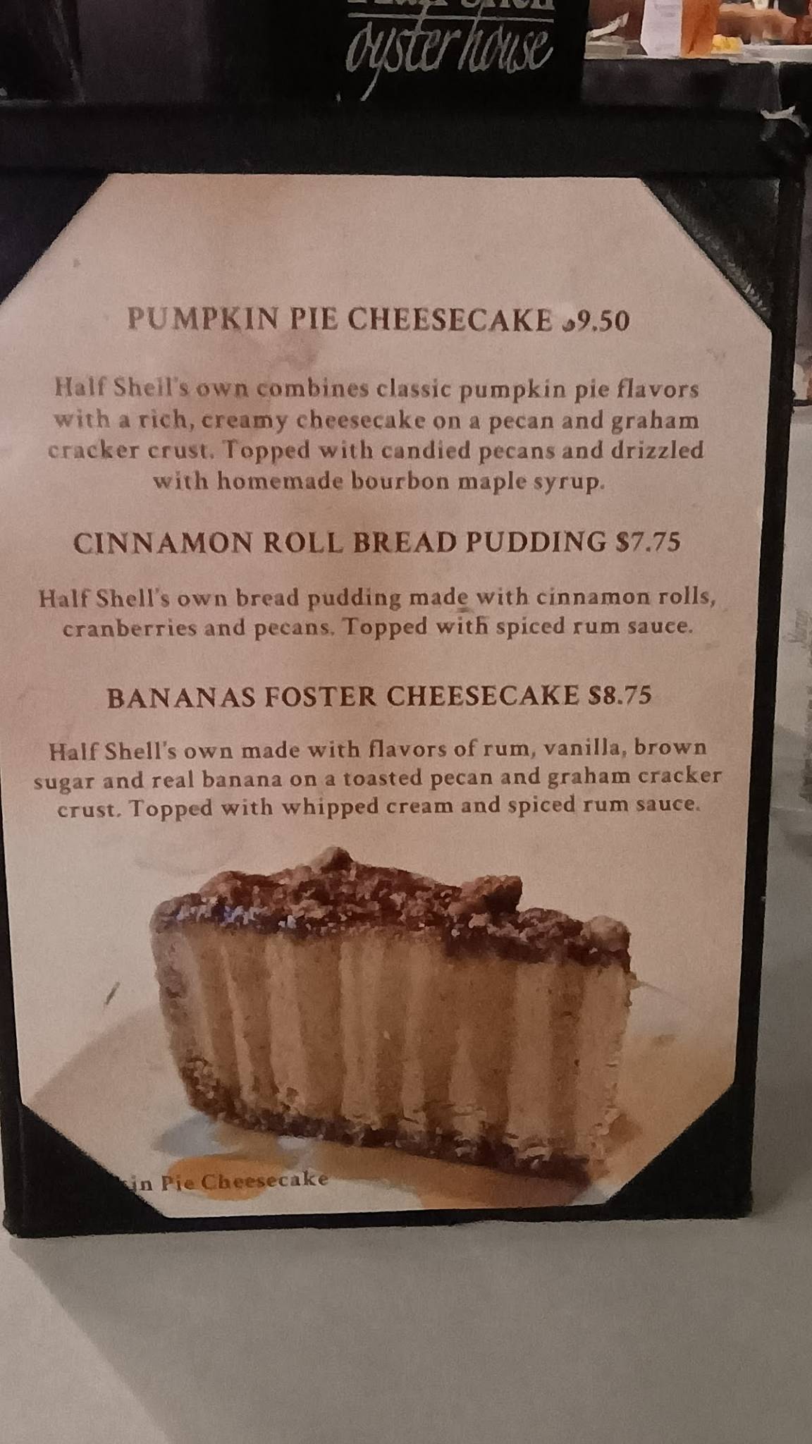 Menu at Half Shell Oyster House restaurant, Mobile