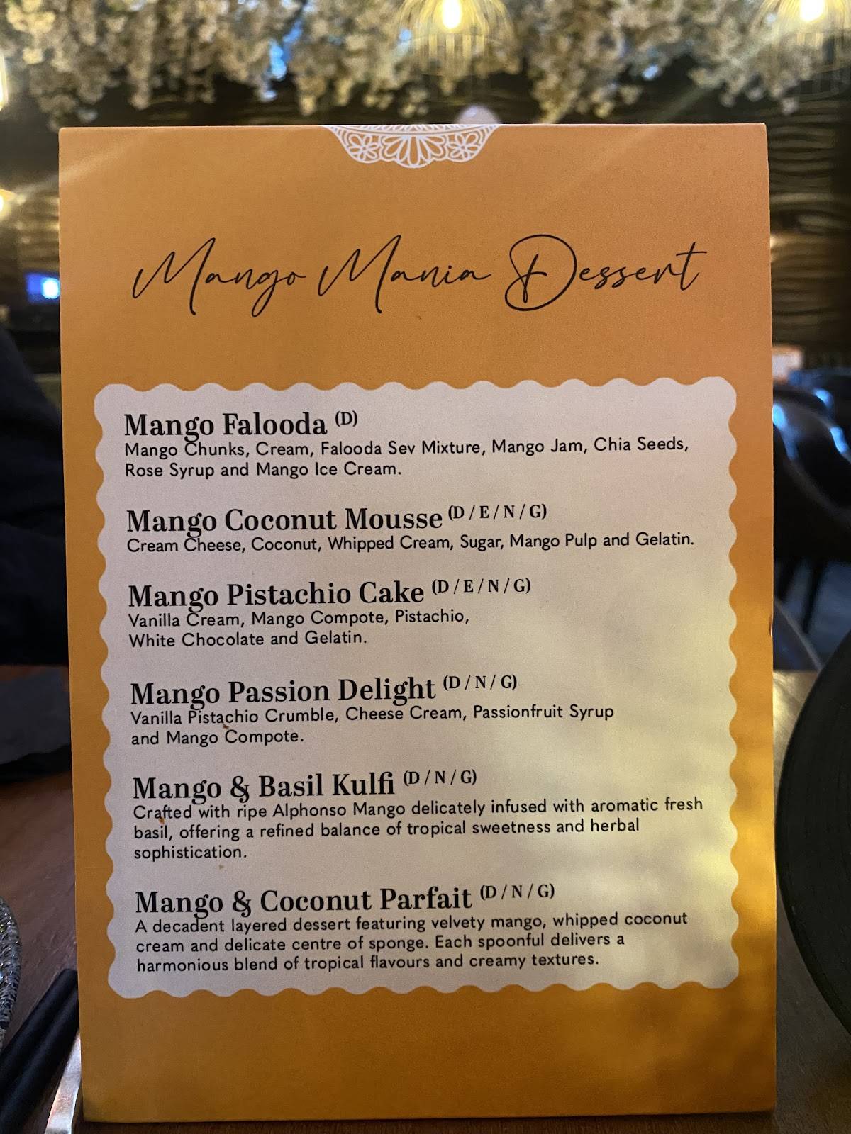 Menu at Moka Dining restaurant, Northwood
